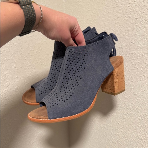 Toms | Shoes | Toms Peeptoe Block Heels | Poshmark